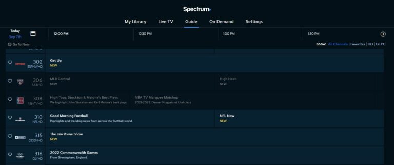 2024 NBA TV Spectrum Channel List