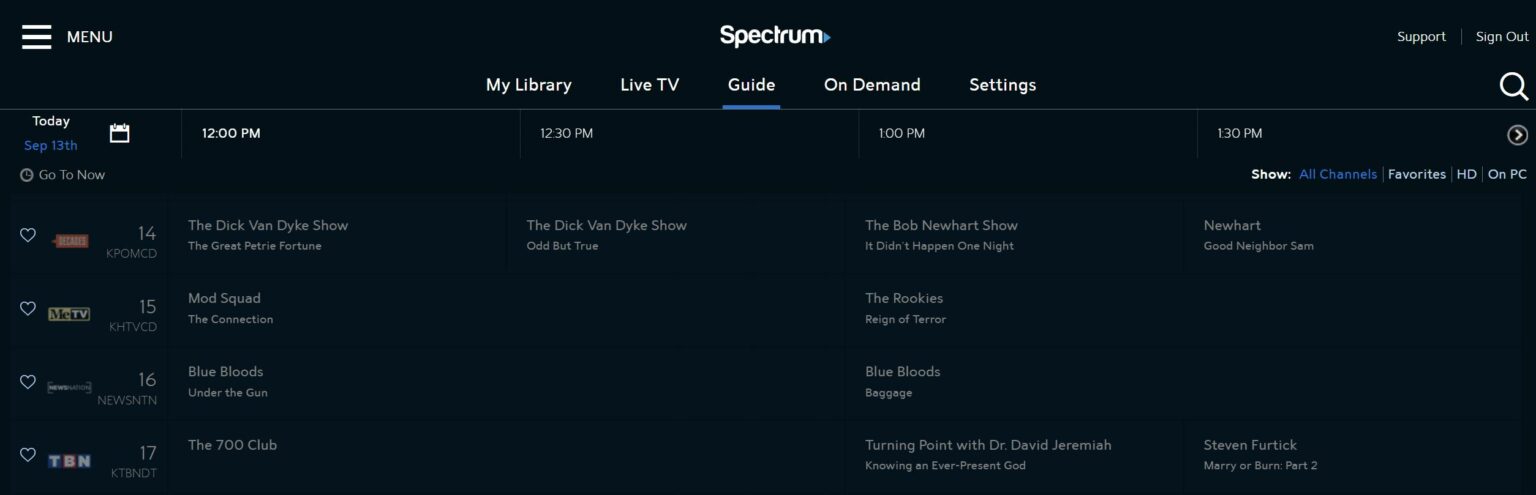 2024 MeTV Spectrum Channel List