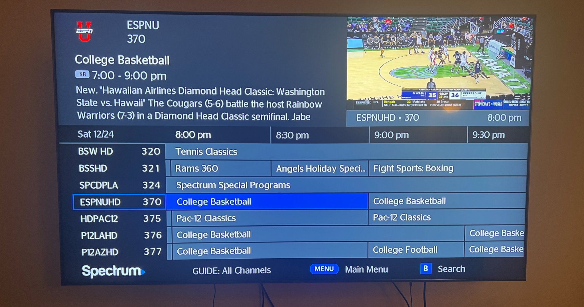 2024 ESPNU Spectrum Channel List
