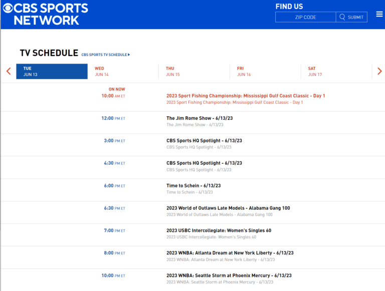 2023 CBS Sports Network Channel List For Spectrum Customers